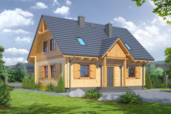 Projekty domów z bali drewnianych – Sielanka „pod klucz”